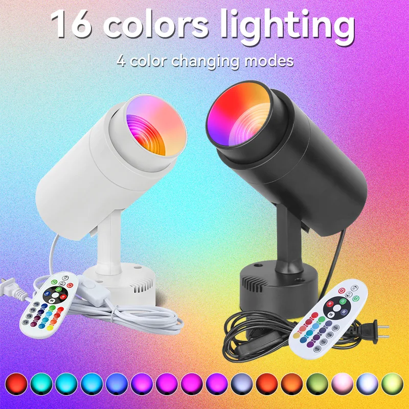 16 Colors Sunset Lamp Atmosphere Led Night Lights Rainbow Projector ...
