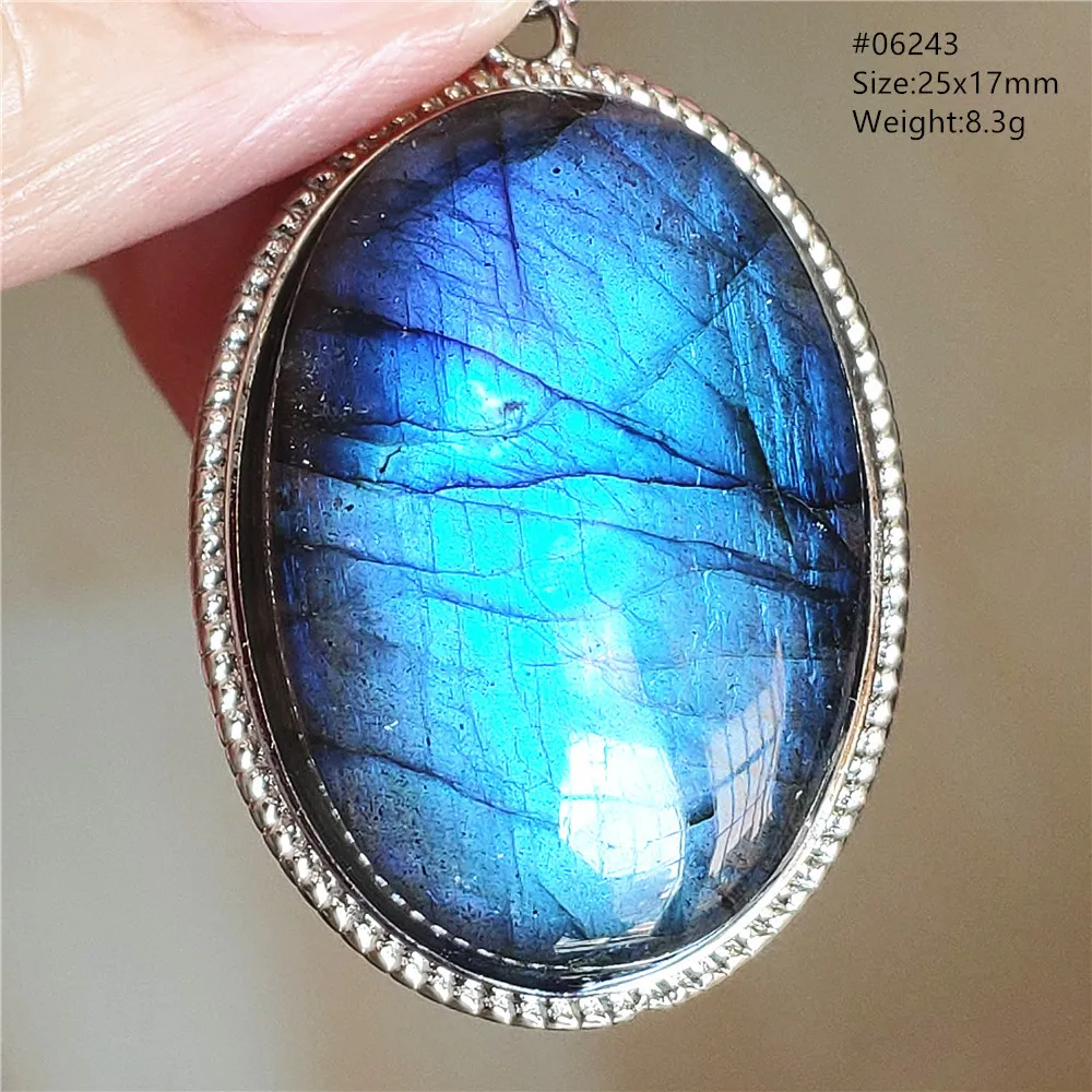 Natural Blue Light Labradorite Pendant Jewelry Water Drop Crystal Flash ...