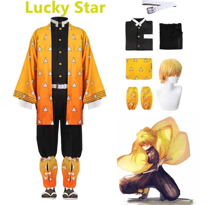 Anime-Agatsuma-Zenitsu-Cosplay-Costume-Cosplay-Uniform-Cloak-Wig ...