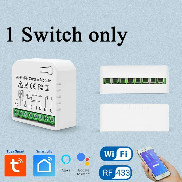 Tedeligo WiFi RF Smart Curtain Switch Module,Smart Home Roller Shutter ...