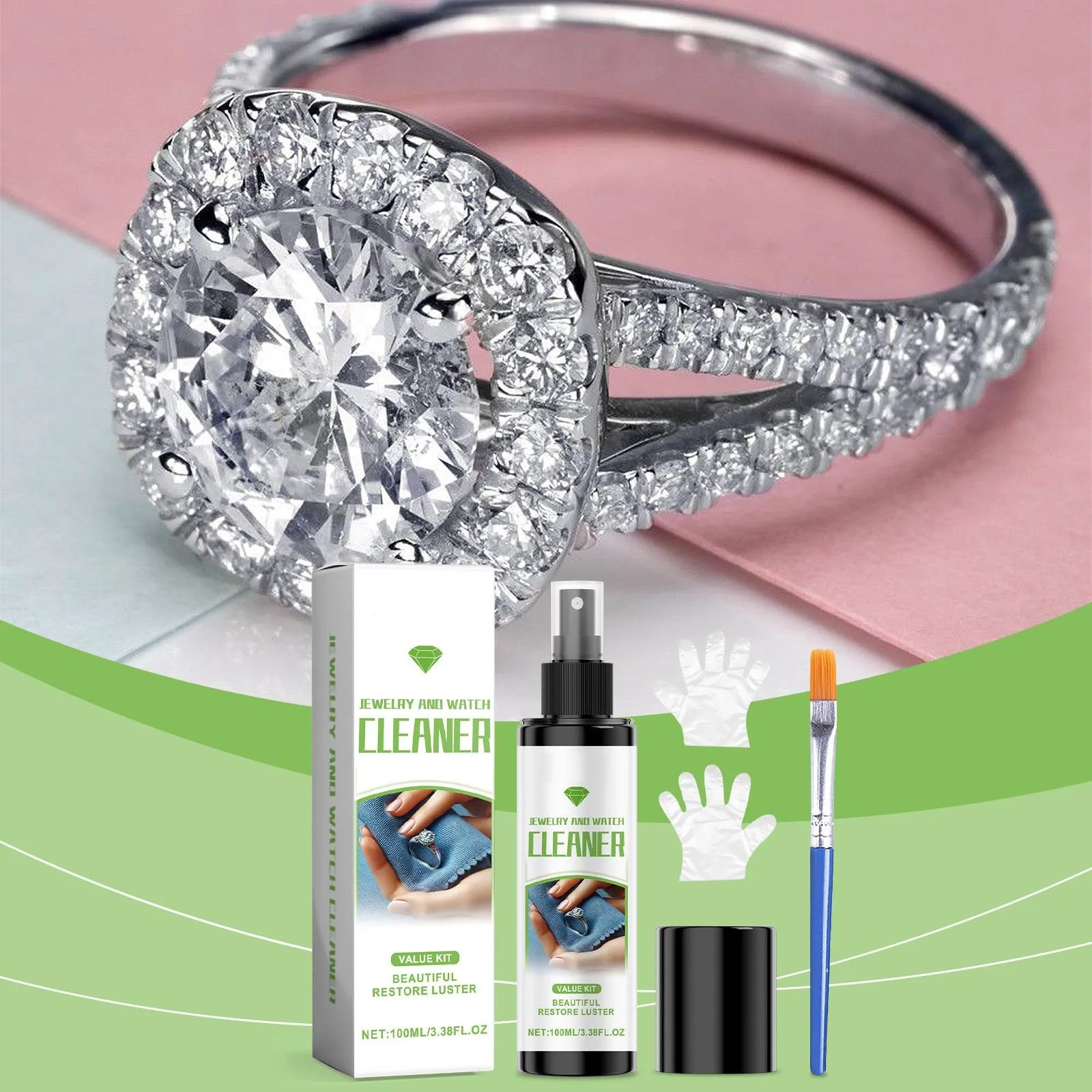 Jewelry Cleaner Spray Watch Cleaning Solution Tarnish Fast Remove Stain ...