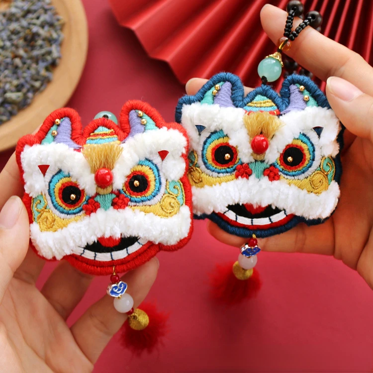 DIY-handmade-embroidery-awakening-lion-sachet-peace-wish-birthday-gift ...