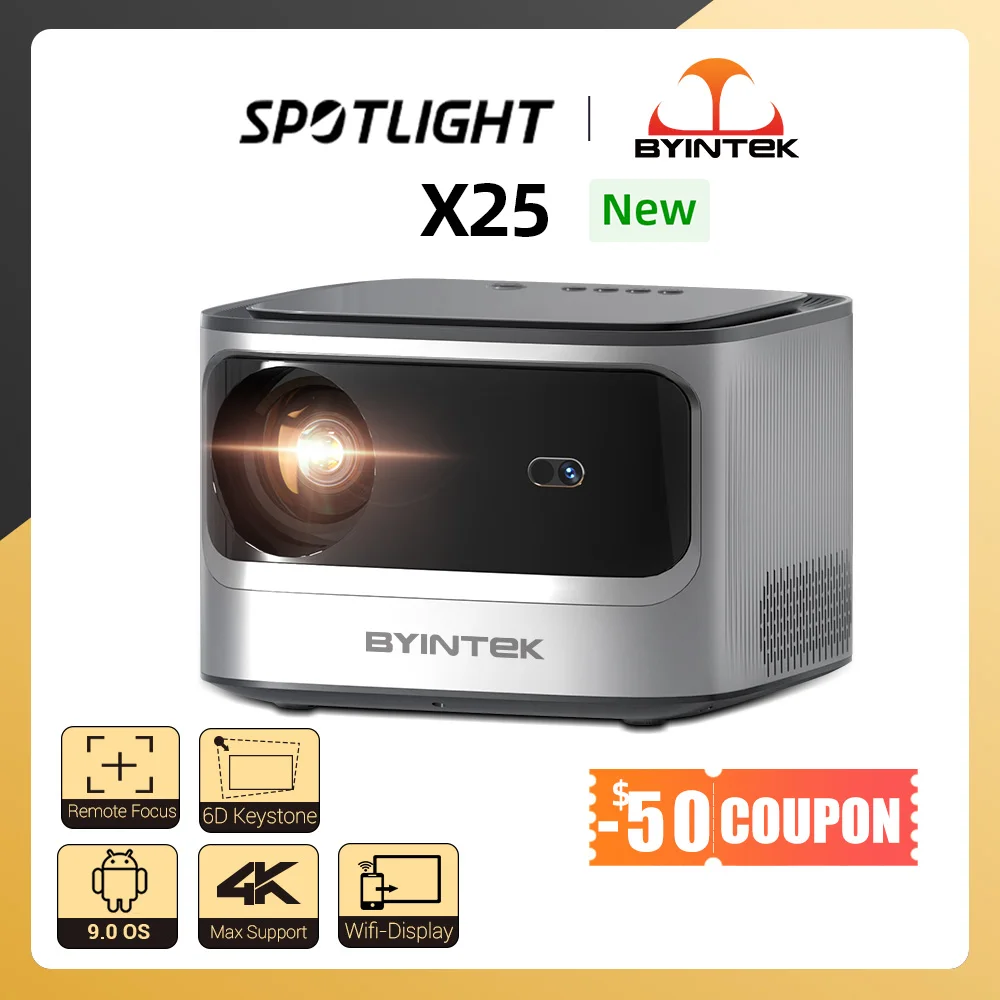 BYINTEK X25 Full HD Projector 1080P 4K Video Auto Focus WiFi Smart LCD ...