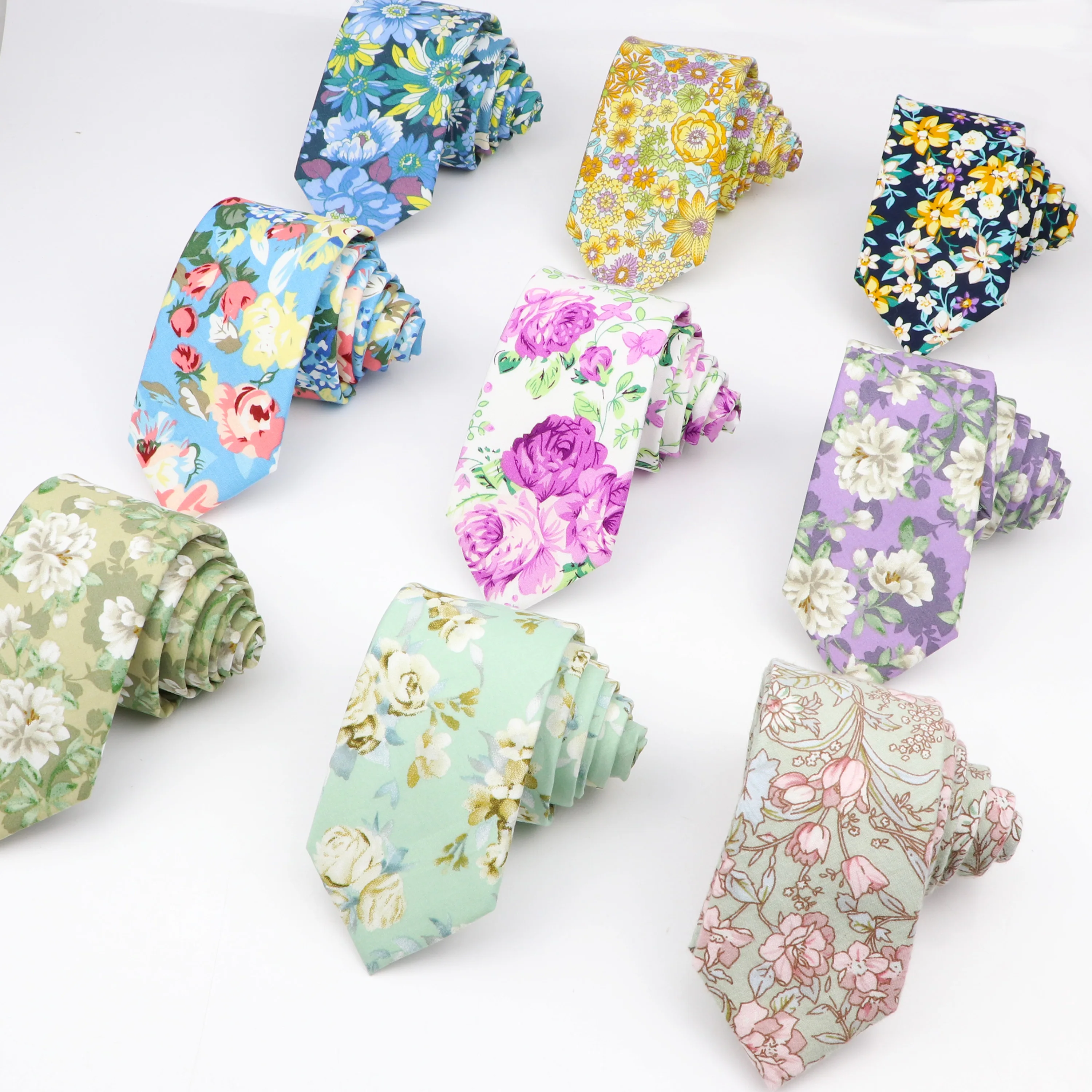 Cotton Flower Tie Classical Colorful Floral Stitching Necktie Lovely ...