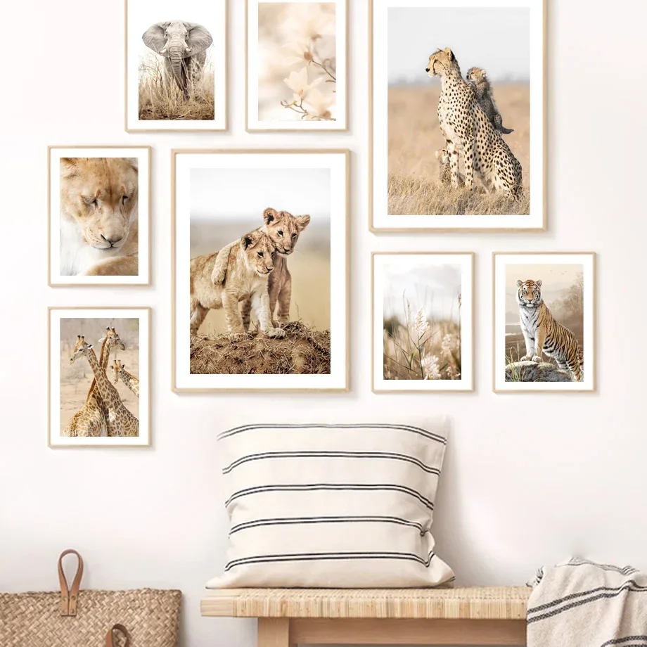 Nordic-Simple-Wall-Art-Tropical-Steppe-Lion-Tiger-Giraffe-HD-Canvas ...