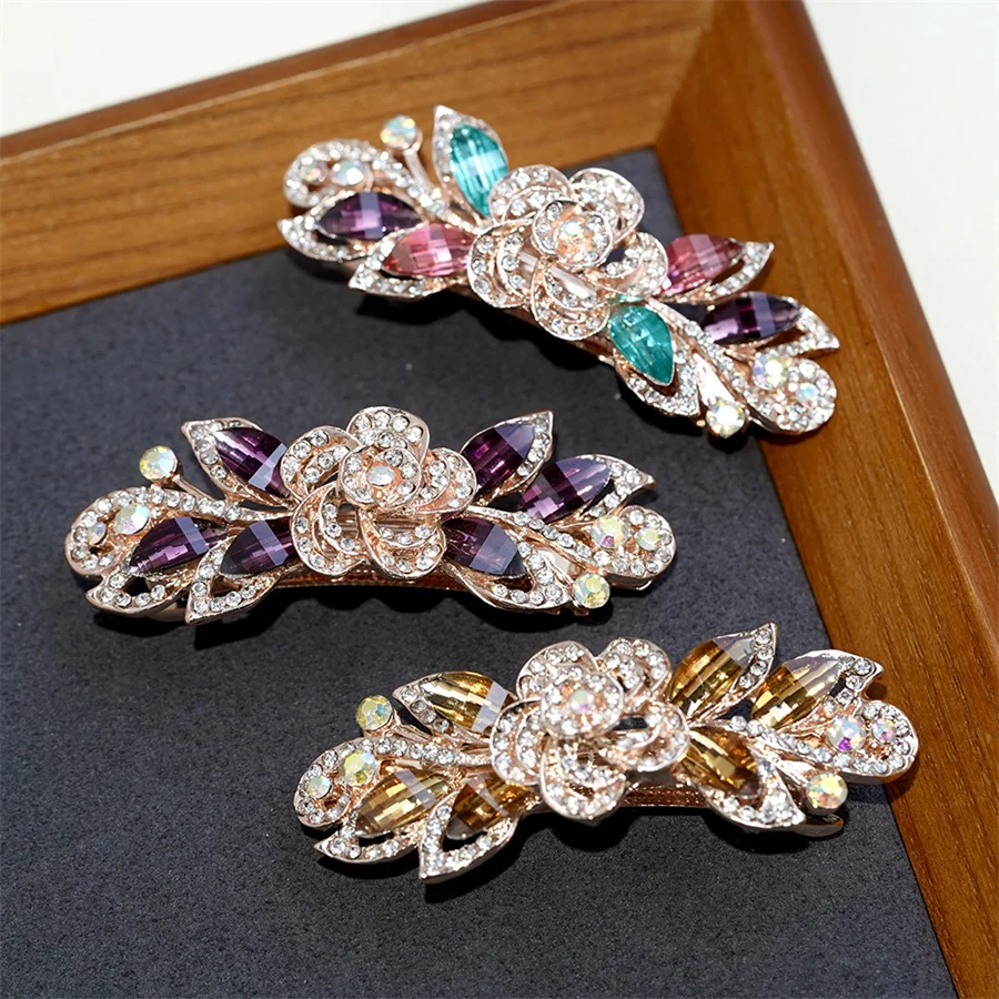 New ladies Korean style rhinestone butterfly spring clip elegant and ...