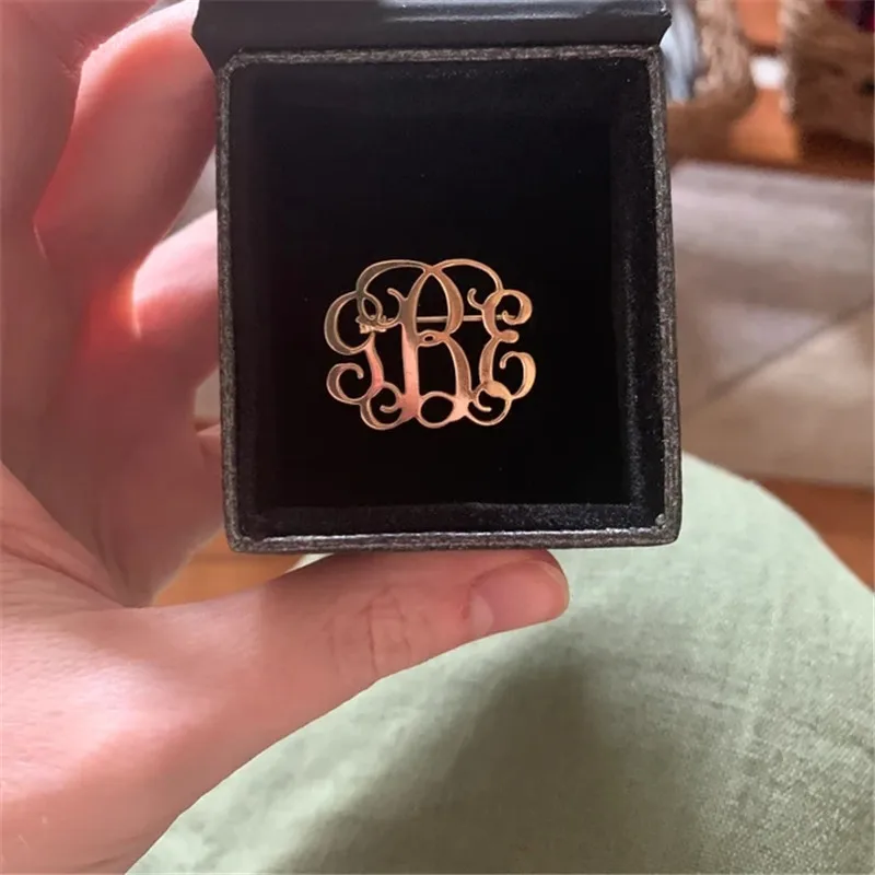 Custom Brooch Pin Customizable Badges Jewelry Gold Color Initial Text ...