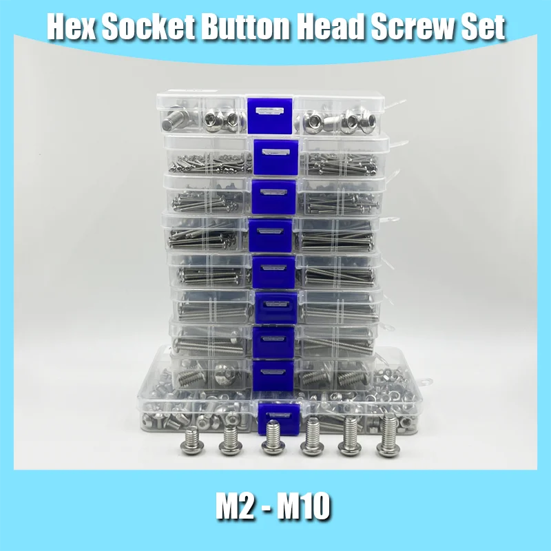 304-Stainless-Steel-Hexagon-Hex-Socket-Head-Button-Allen-Screw-Set-M2 ...