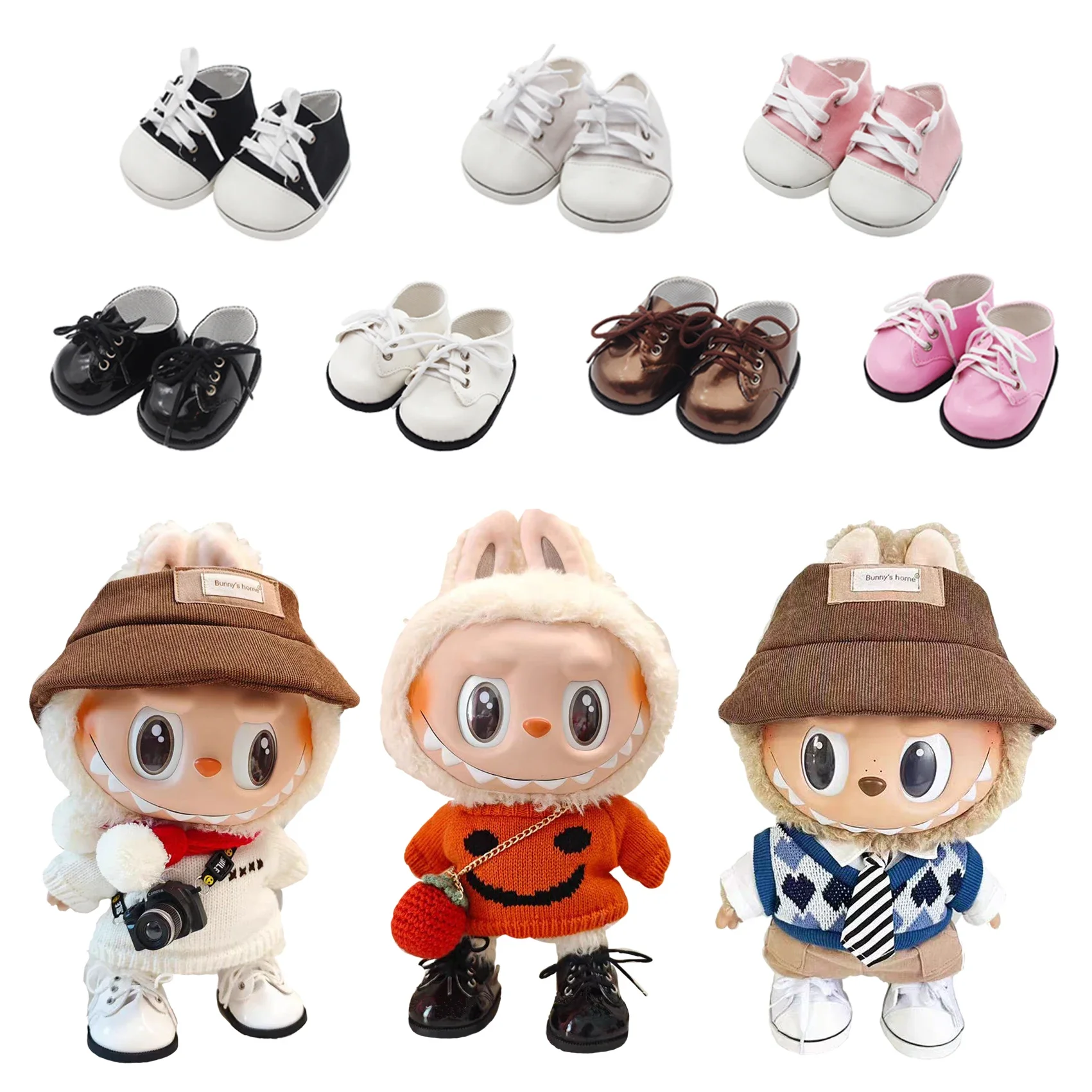 8.5 cm Canvas Shoes Doll Leather Shoes For 38cm Labubu time to chill ...
