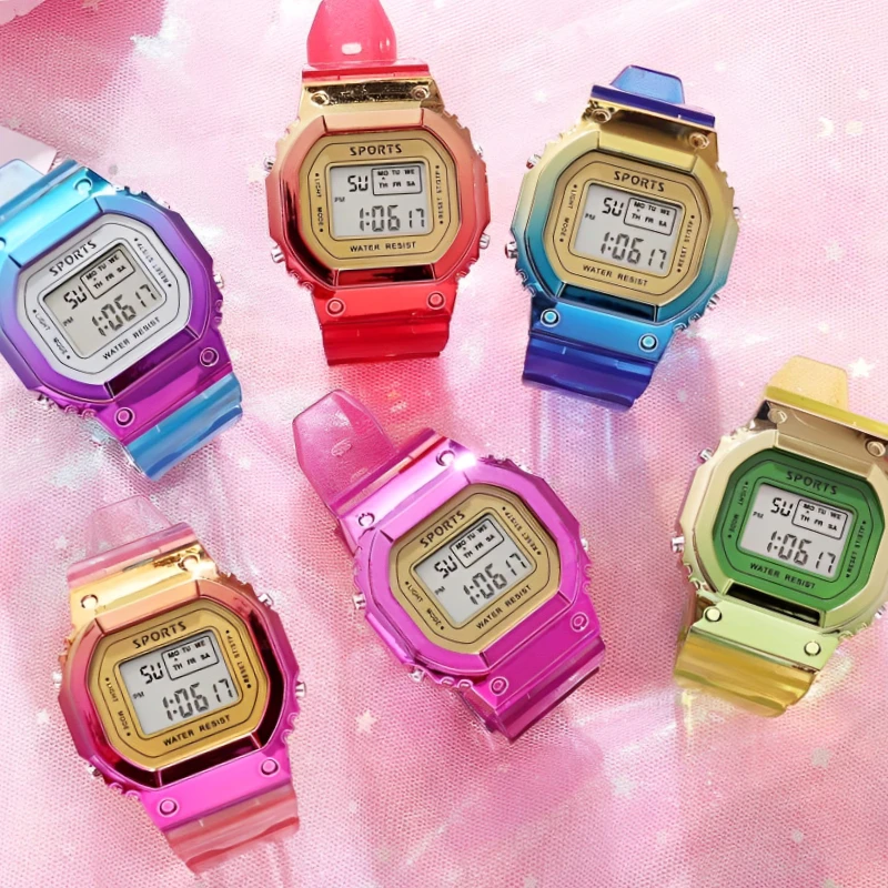 Fashion Trend Colorful Student Watch Sports Colorful Small Square ...