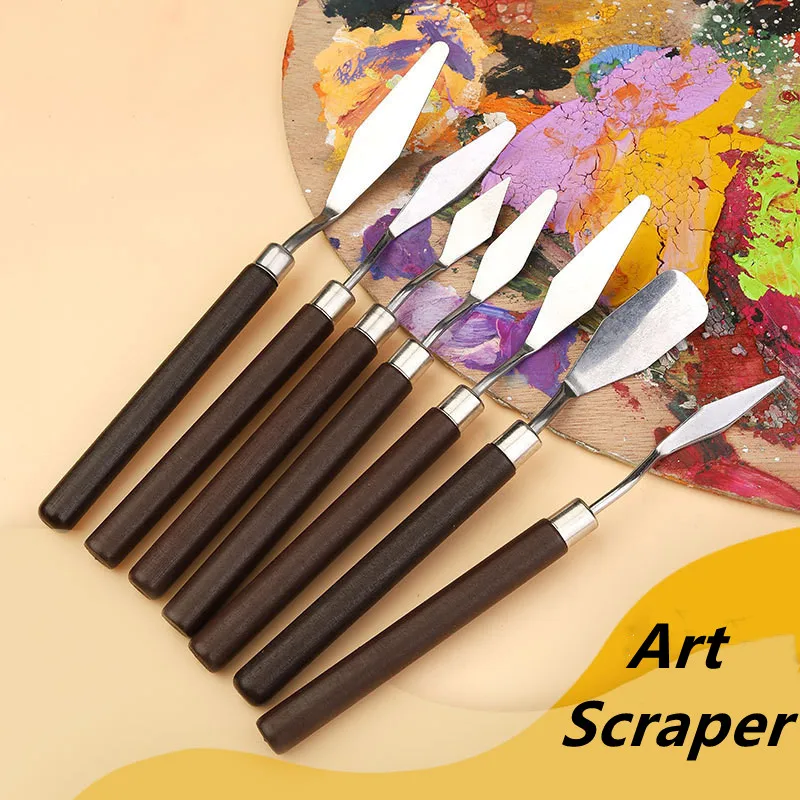 7PCS-Art-Spatula-Soft-Paint-Spatula-Oil-Painting-Spatula-Wooden-Handle ...