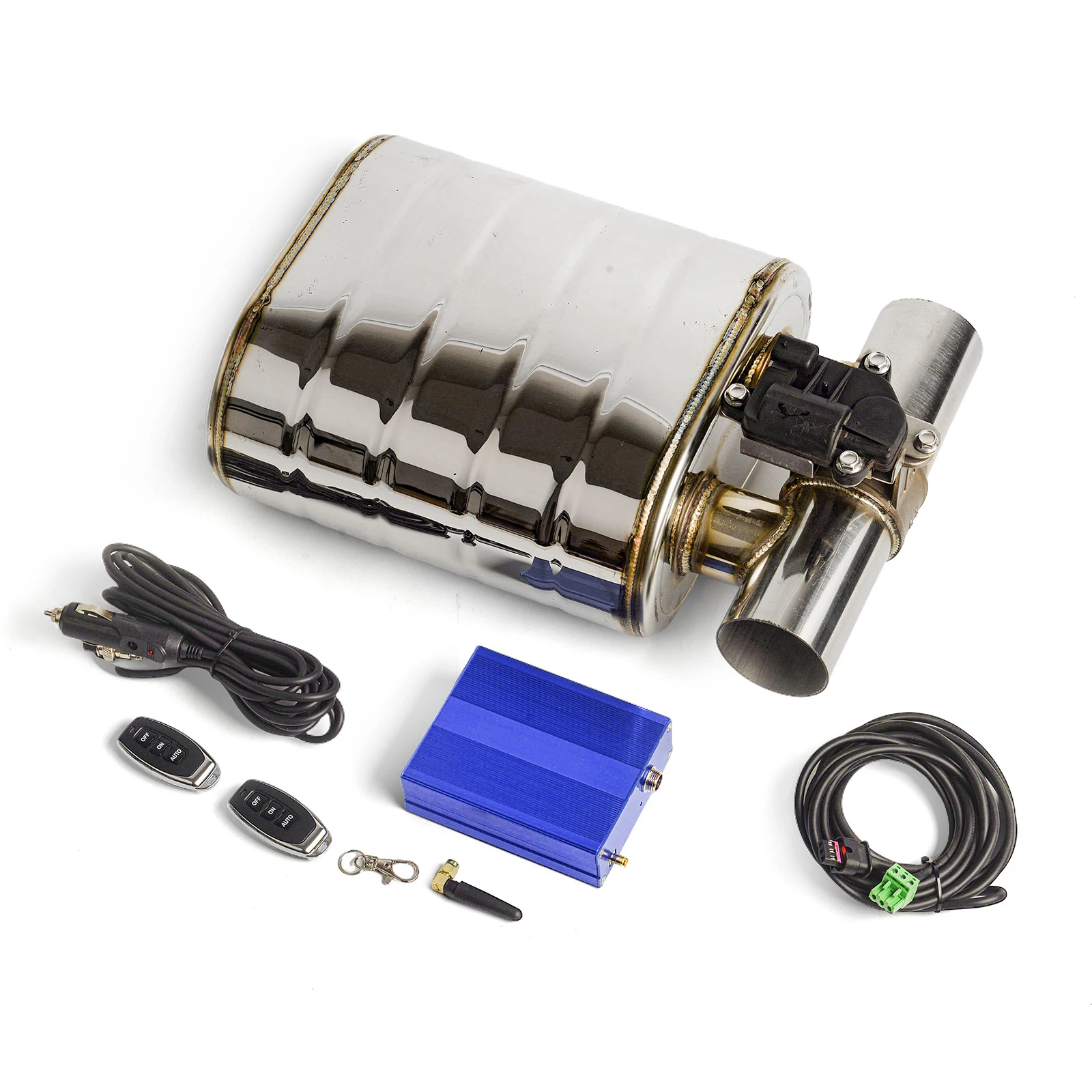 Universal 2/2.5 Inch Exhaust Muffler Single Inlet Single Outlet T Type ...