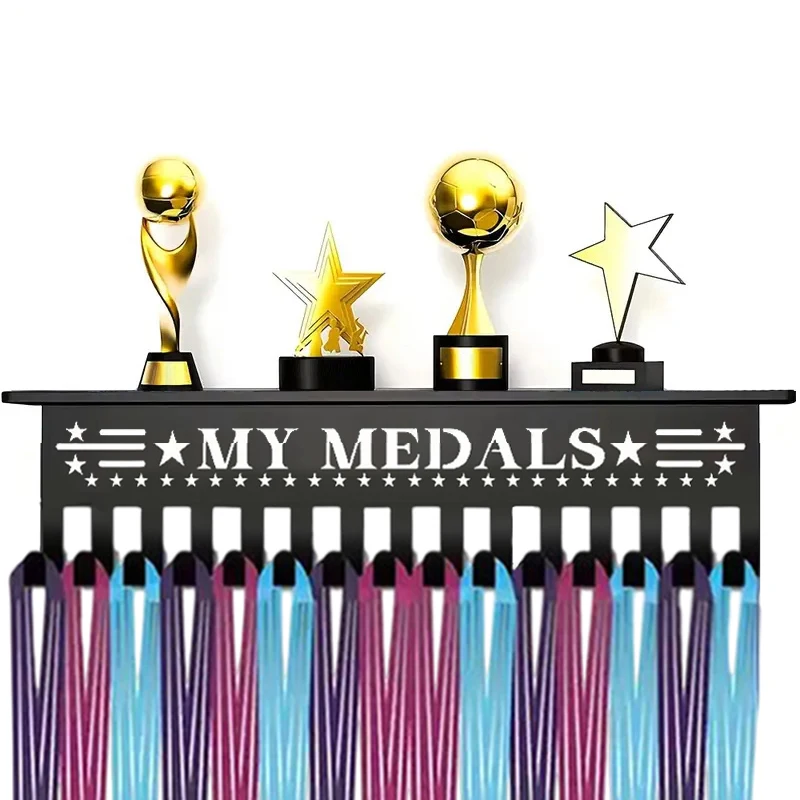 Heavy-Duty Metal Awards Trophy Display Stand Medal Hooks Wall Mount ...