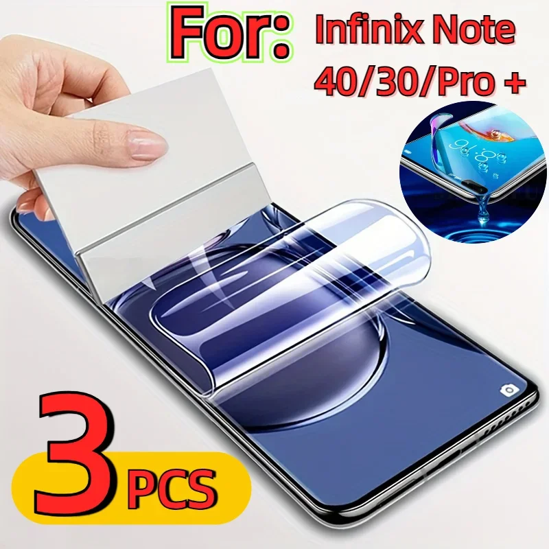 3Pcs Full Cover Screen Protector For infinix Note 50 40 30 Pro Plus ...