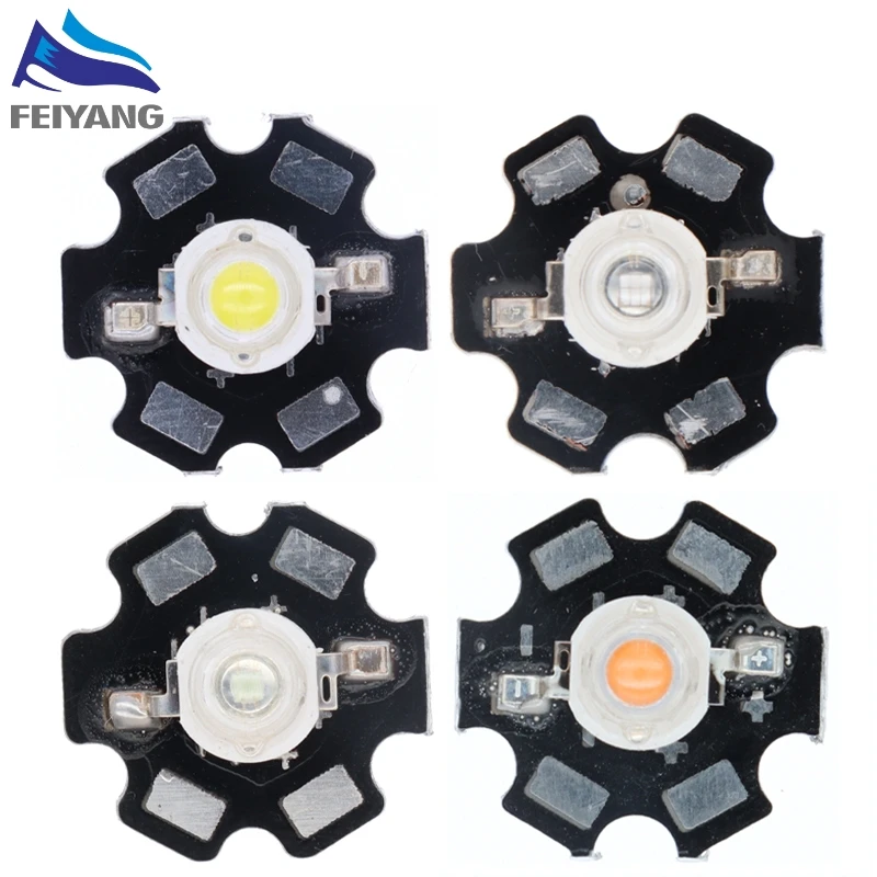 10pcs 1W 3W 5W High Power LED Beads Full Spectrum Pure White With 20mm ...
