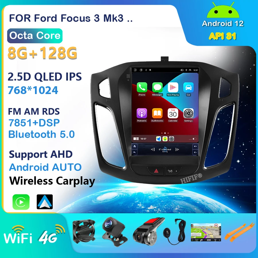 Radio Multimedia con GPS para coche, reproductor con android 12, 2 din ...