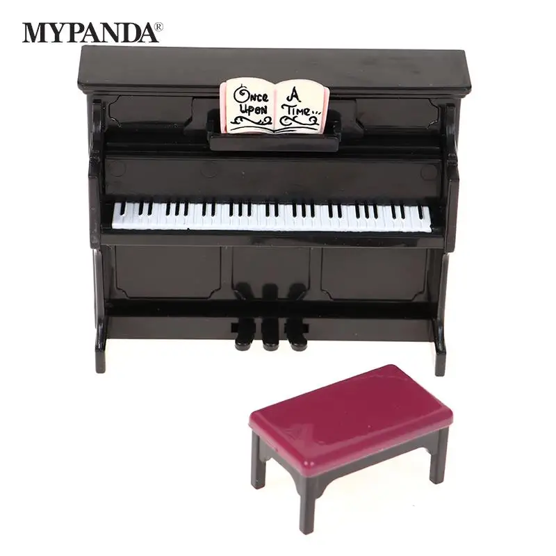 1/12 Miniature Plastic Piano With Stool Piano Set Dolls House ...