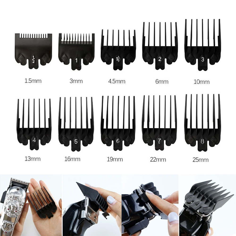 10pcs 1.5-25mm Universal Limit Guide Comb For Hair Clippers Trimmer ...