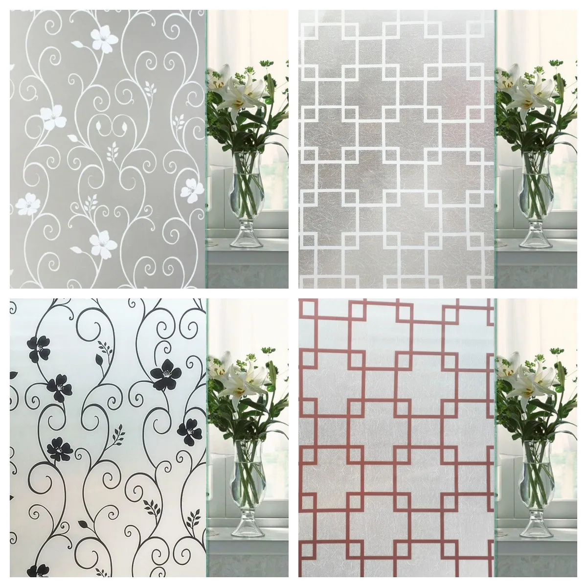 Frosted Window Film Privacy Stickers Opaque Vinyl for Kitchen Bathroom ...