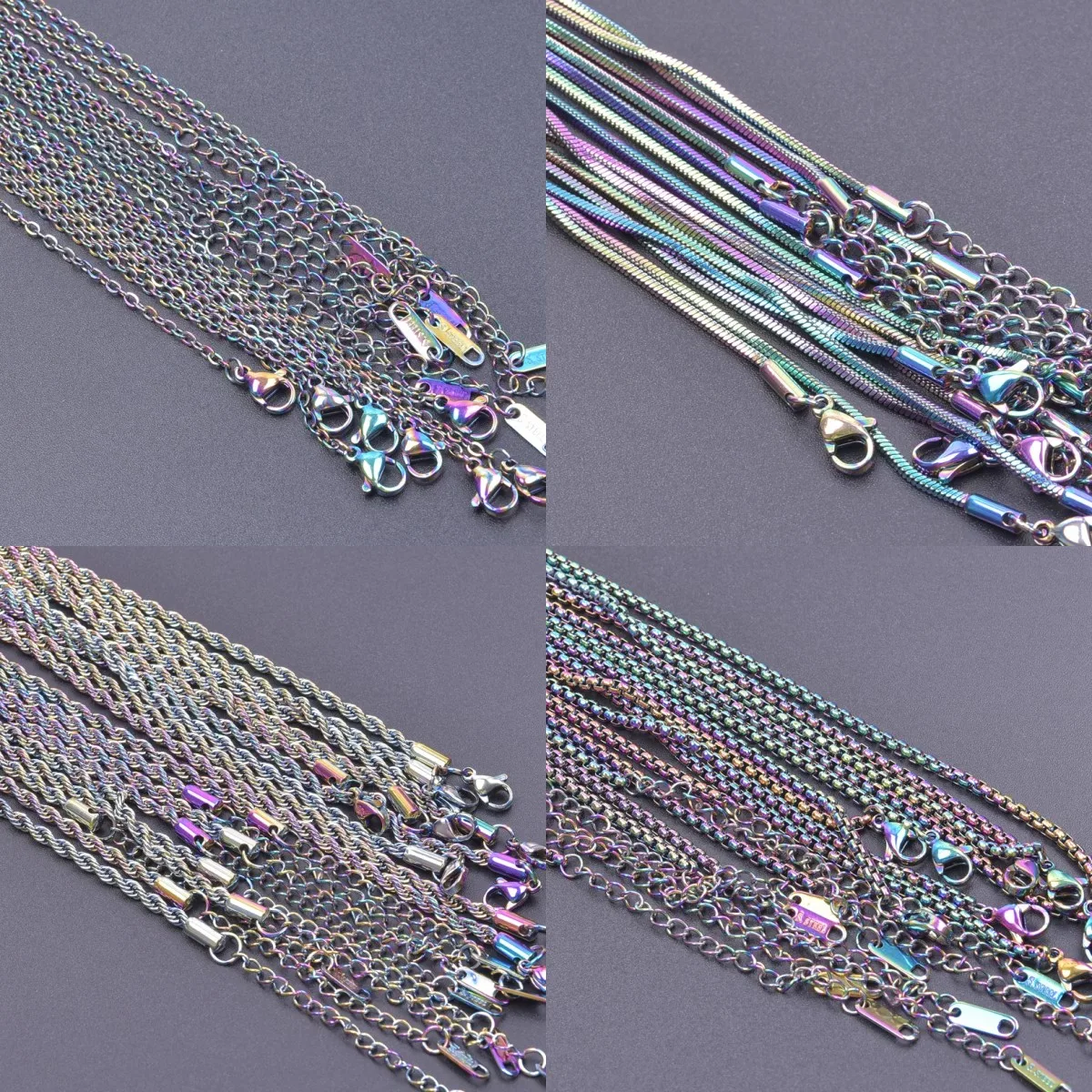 2/5pcs Rainbow Chain New Personalized Multiple Shape Designs Necklace ...