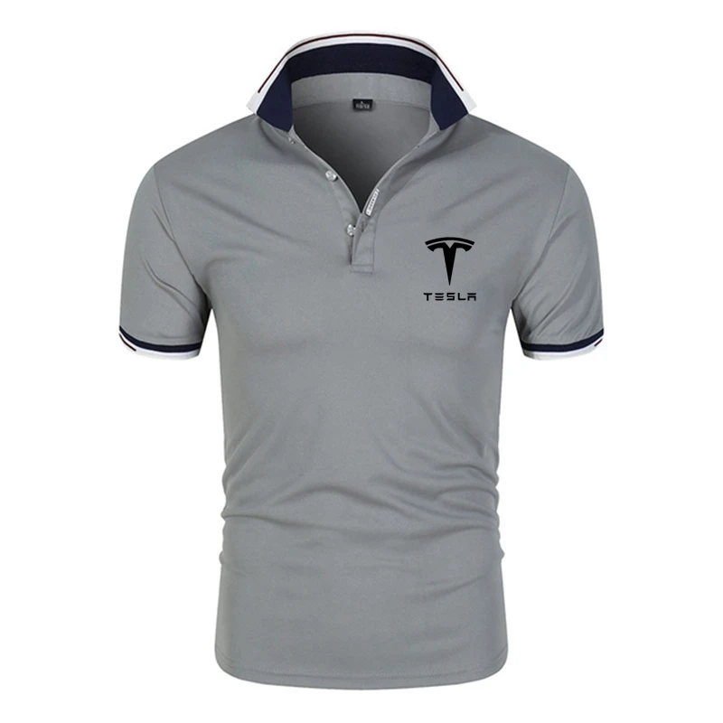 Polo de manga corta informal Tesla para hombre, ropa de negocios ...
