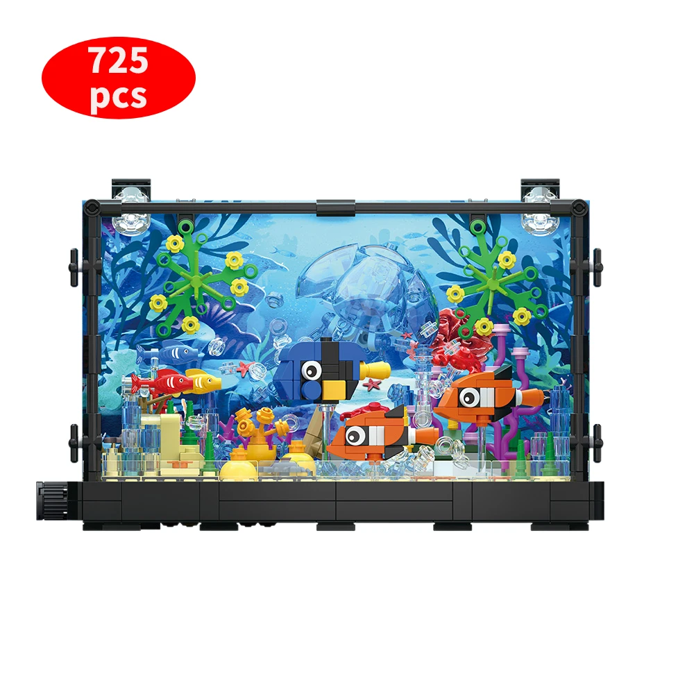 Idea-Fish-Tank-Building-Block-Set-with-Light-Jellyfish-And-Turtle ...
