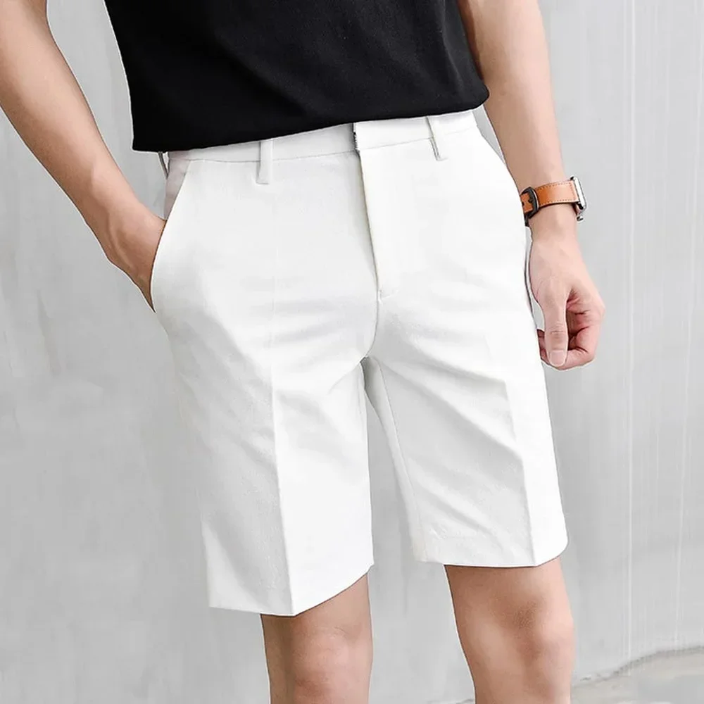 Pleated-Shorts-Men-Summer-White-Shorts-Korean-Fashion-Casual-Shorts ...