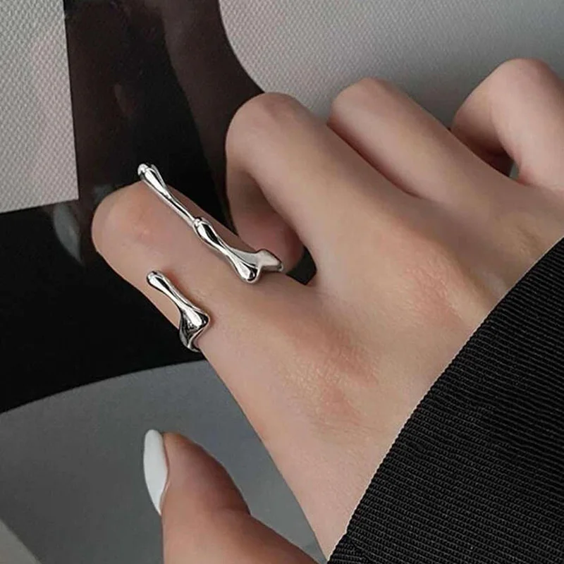 Punk-Geometric-Irregular-Liquid-Lava-Waterdrop-Shaped-Open-Rings-for-Women-Vintage-Silver-Color ...