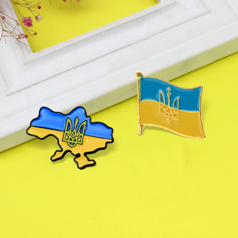 Ukraine Flag Ukraine Map Enamel Pins Ukrainian National Emblem Shield ...