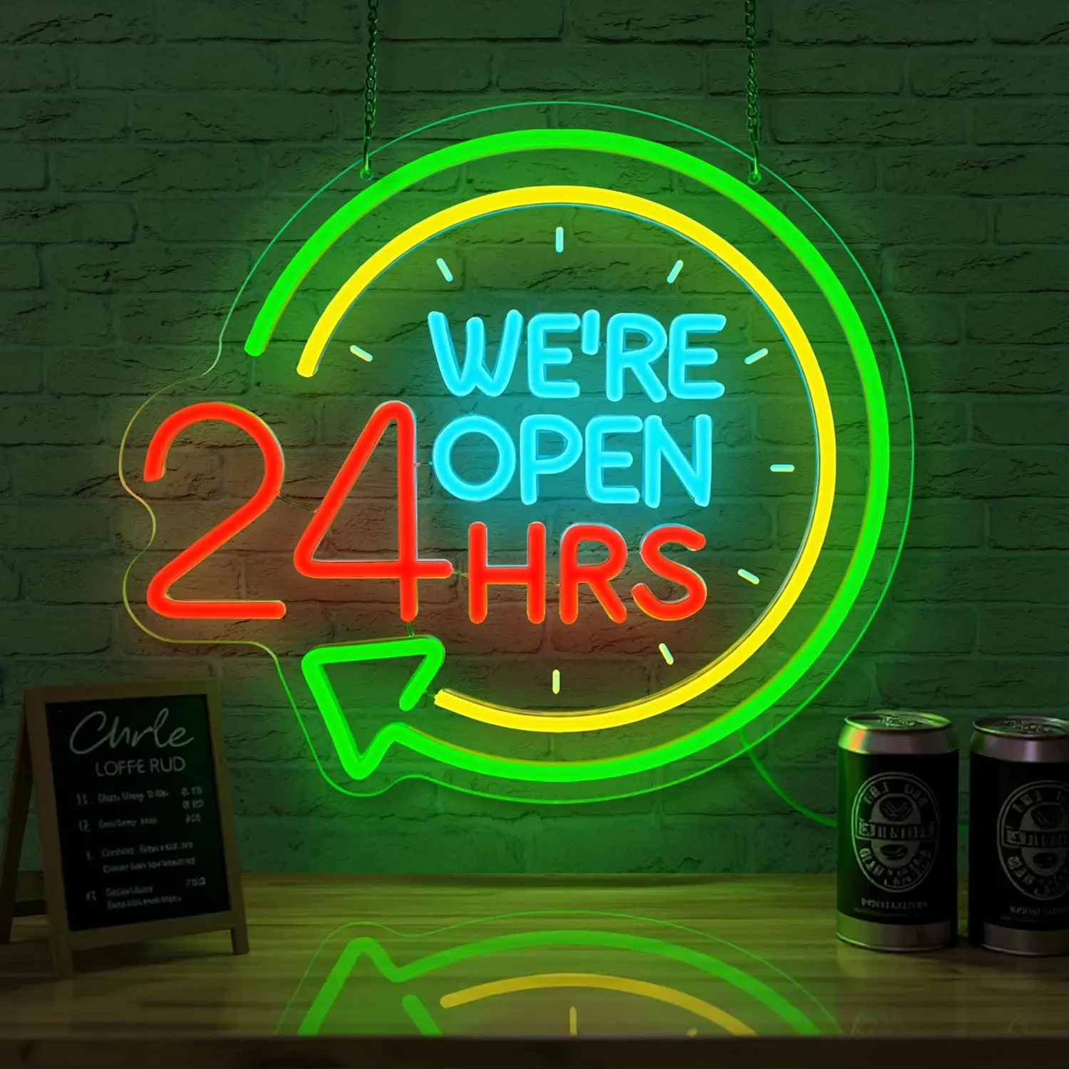 Open Neon Sign We're Open 24 HRS Neon Light Dimmable for Business Shop ...
