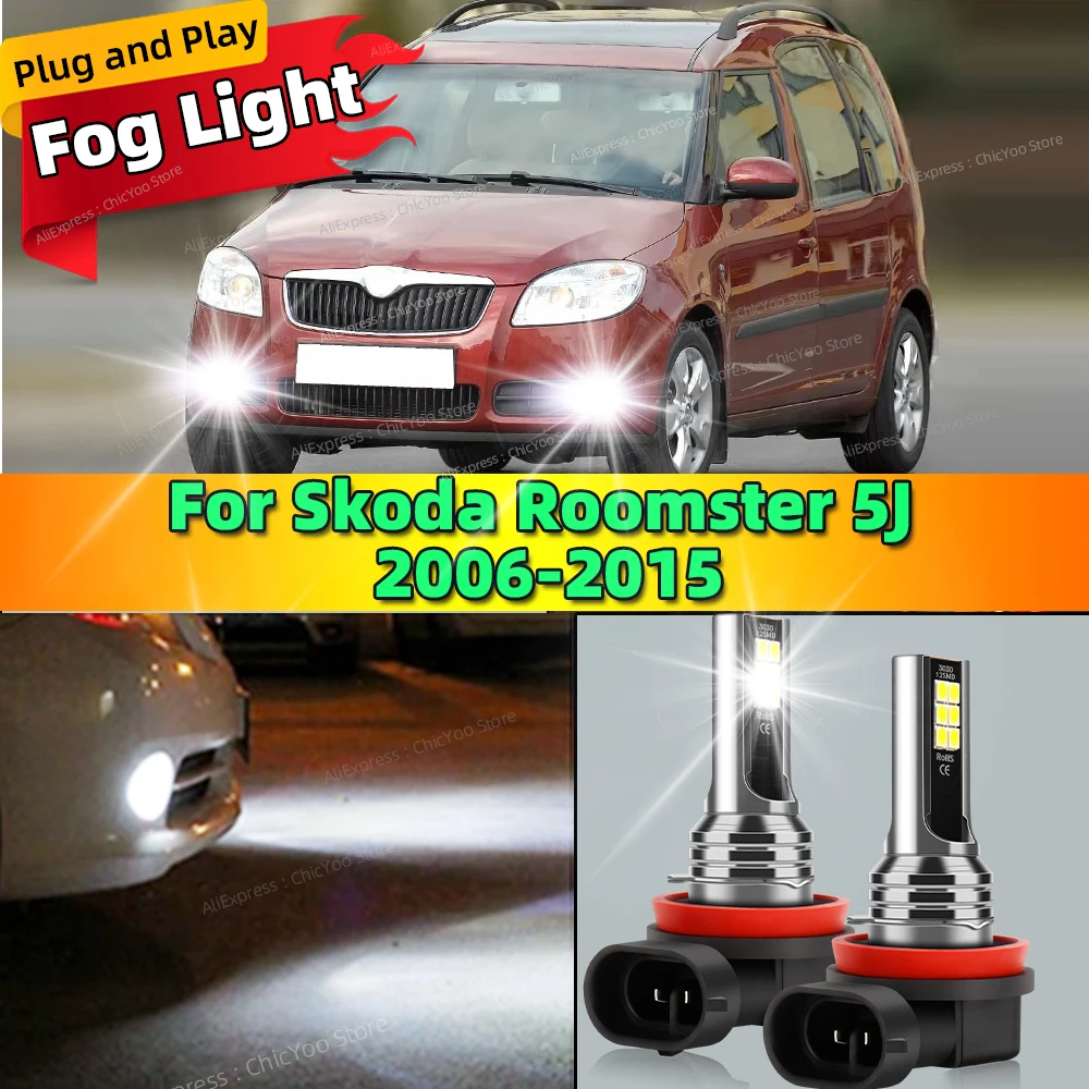 2Pcs 6000K Front Fog Light LED Bulb Car Lamp Canbus For Skoda Roomster ...
