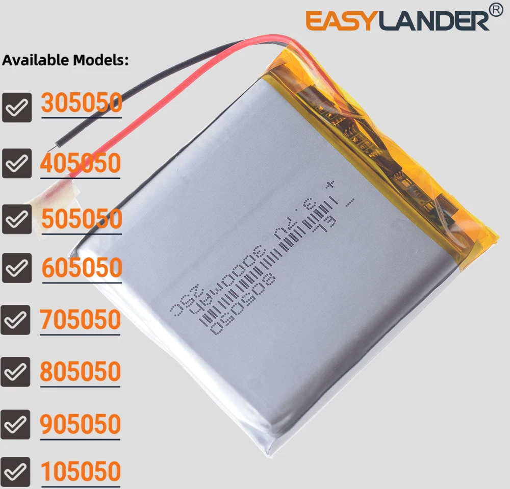 305050 405050 505050 605050 705050 905050 105050 805050 3.7V 3000mAh ...