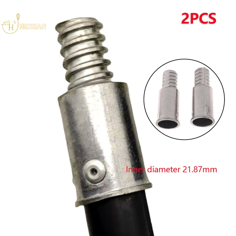 2pcs Broom Extension Pole Adapter Tips Metal Threaded Handle Tips End ...