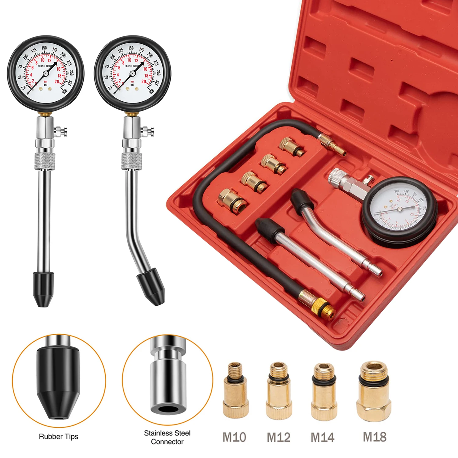 8PCS-Engine-Compression-Tester-kit-Professional-Petrol-Gas-Engine ...