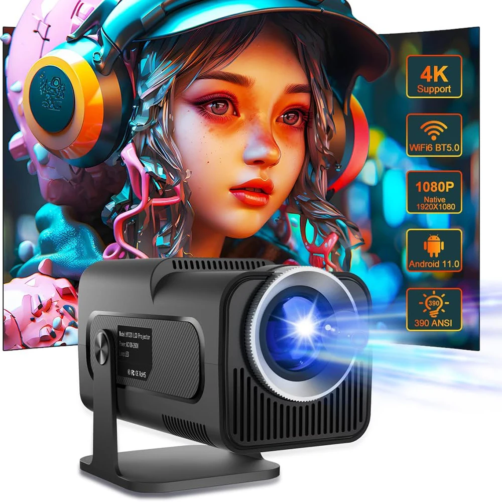 HY320-Home-Projector-Android-11-390ANSI-4K-Native-1080P-Dual-Wifi6-BT5 ...