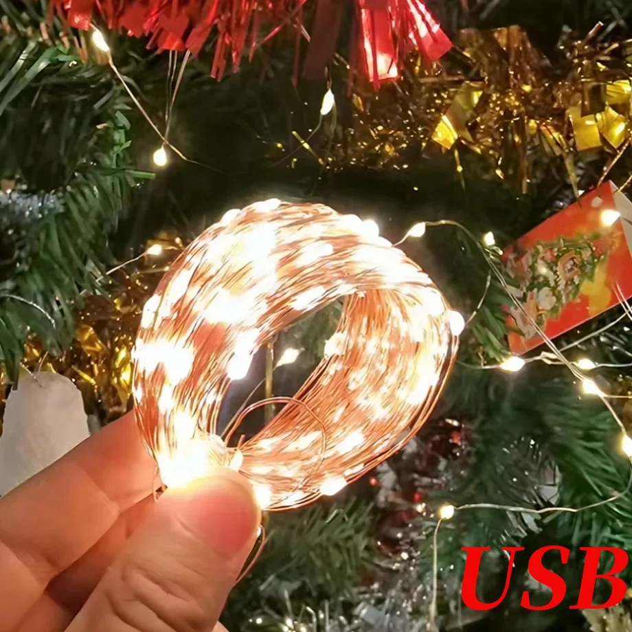10-20M-USB-LED-String-Lights-Copper-Silver-Wire-Garland-Light ...