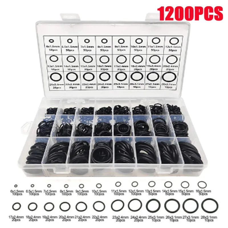 1200pcs-box-Rubber-O-Ring-Washer-Seals-Watertightness-Assortment ...
