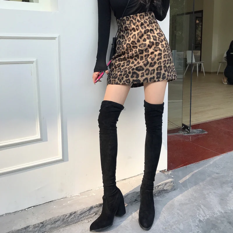 Werueruyu Womens Leopard Printed Skirt High Waist Sexy Pencil Bodycon