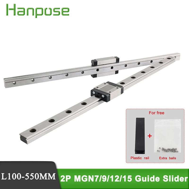 2PC MGN7 MGN12 MGN15 Linear Rail Guide 400 550mm with 2PC MGN7C MGN12C ...