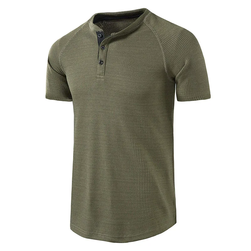 2023 New Short Sleeve T Shirt for Men Solid Summer Henry Collar Mens T ...