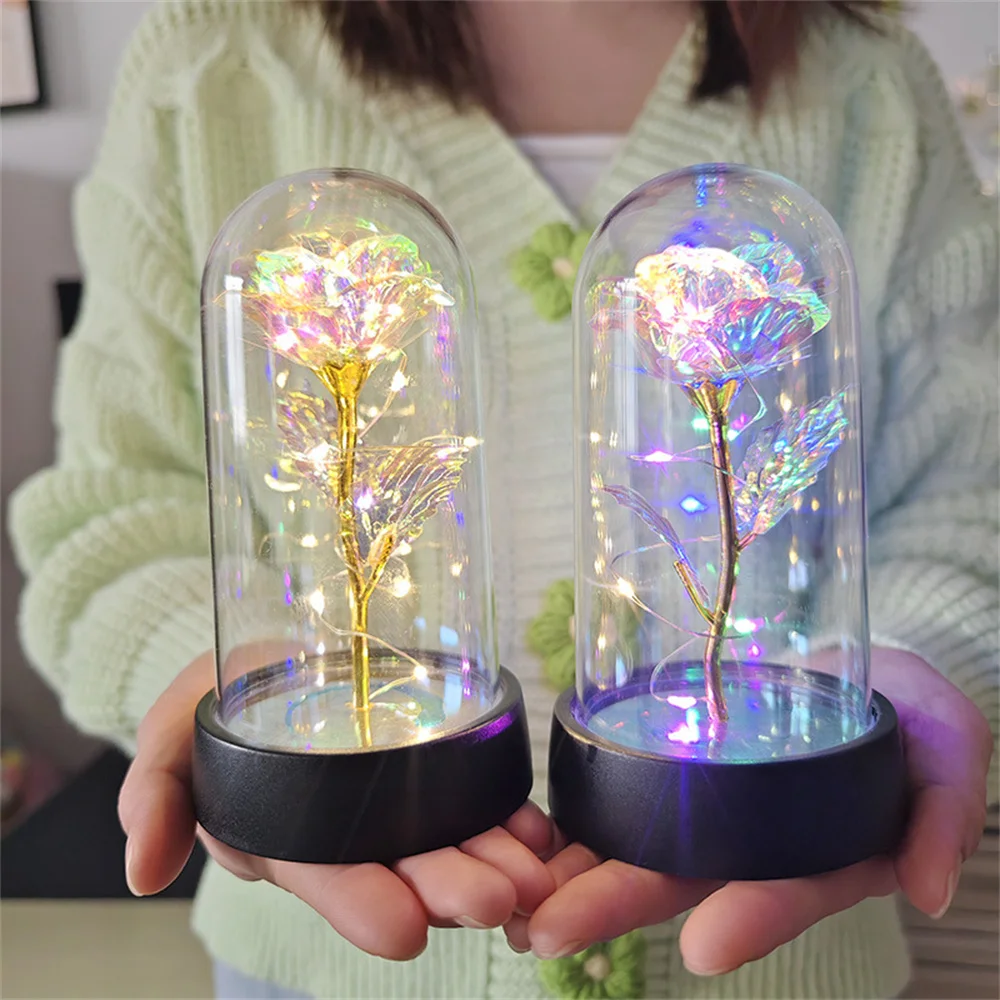 Valentines-Day-Gift-for-Girlfriend-Eternal-Rose-LED-Light-Foil-Flower ...