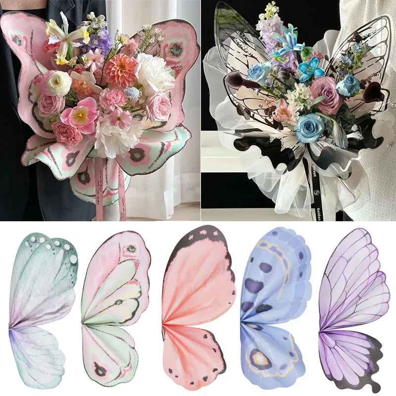 20pcs-Ins-Butterfly-Flower-Wrapping-Paper-Creative-Flower-Bouquet ...