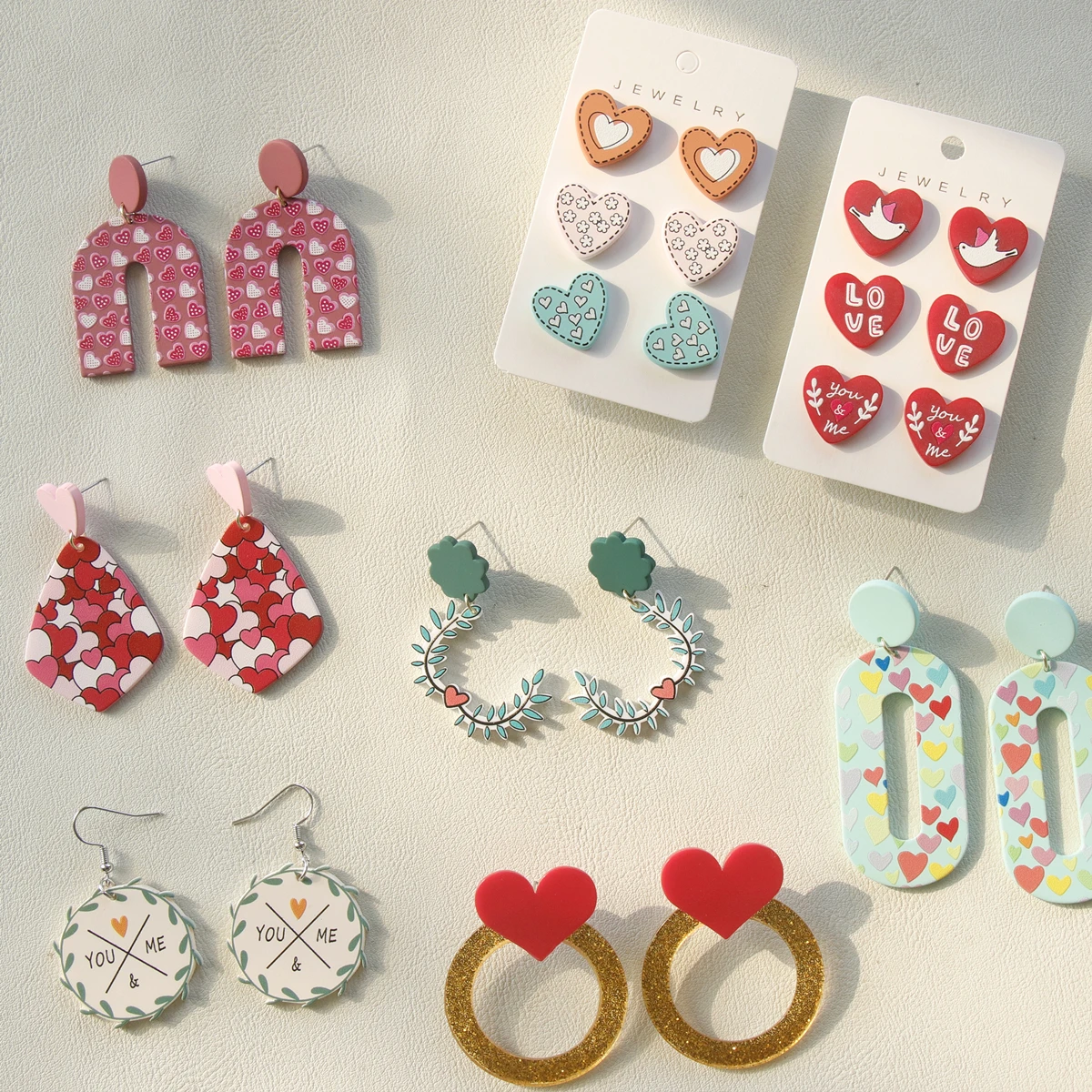 JUHU-Hot-Love-Valentine-s-Day-Jewelry-Acrylic-Stud-Clay-Texture ...