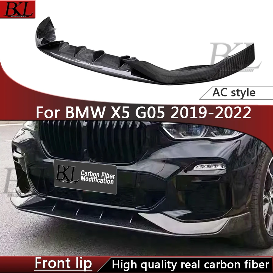 For BMW X5 G05 2019-2022 AC style carbon fiber car front bumper lip ...