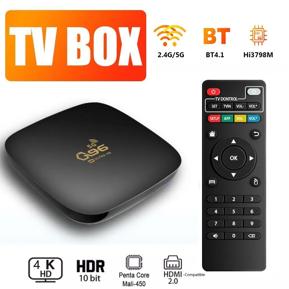 Caixa de TV Inteligente Q96 2022 Android 10.1 Quad Core 2.4/5G Dual ...