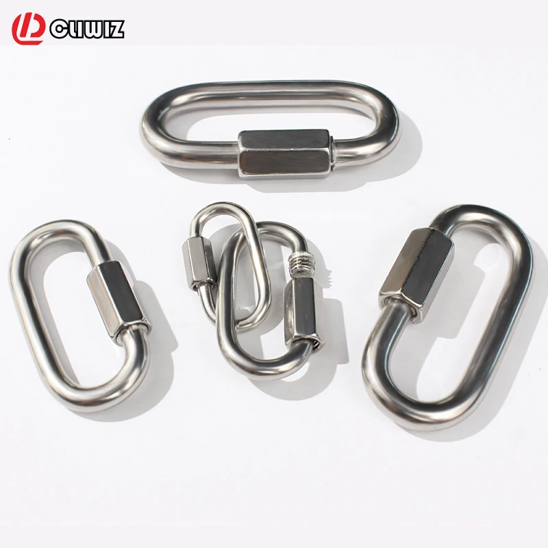 CLIWIZ-304-316-Stainless-Steel-Screw-Lock-Climbing-Gear-Carabiner-Quick ...