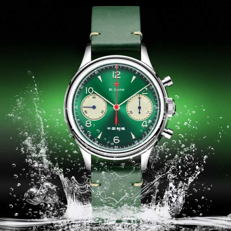 Red Star 38mm Green 1963 Chronograph Watches Men Hand Wind Movemnet ...