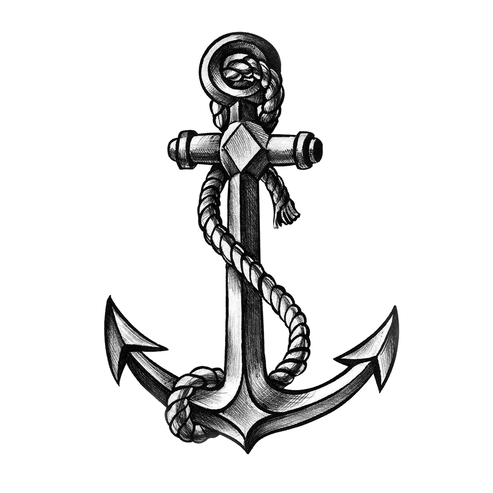 Anchor With Rope Tattoo