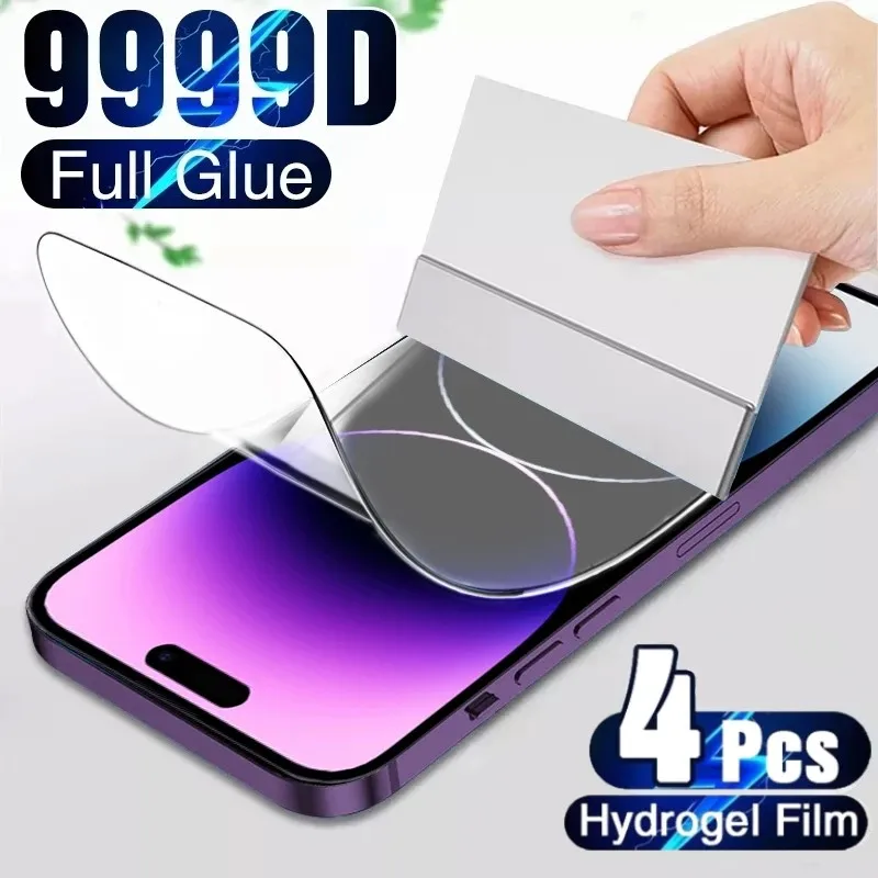 4Pcs Hydrogel Film Full Cover For iPhone 14 13 12 11 Pro Max Mini ...