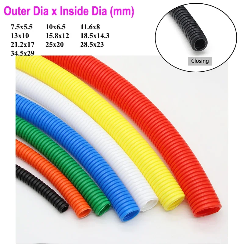 1/5/10M Wire Conduit Convoluted Tubing Harness Wire Threading Plastic ...